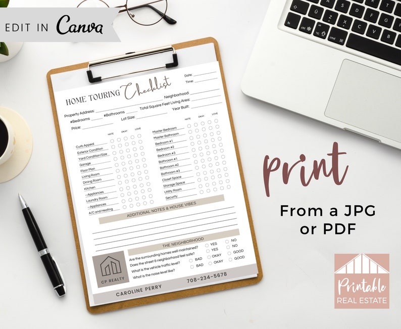 House Hunting Checklist, Real Estate Home Touring Checklist, Real ...