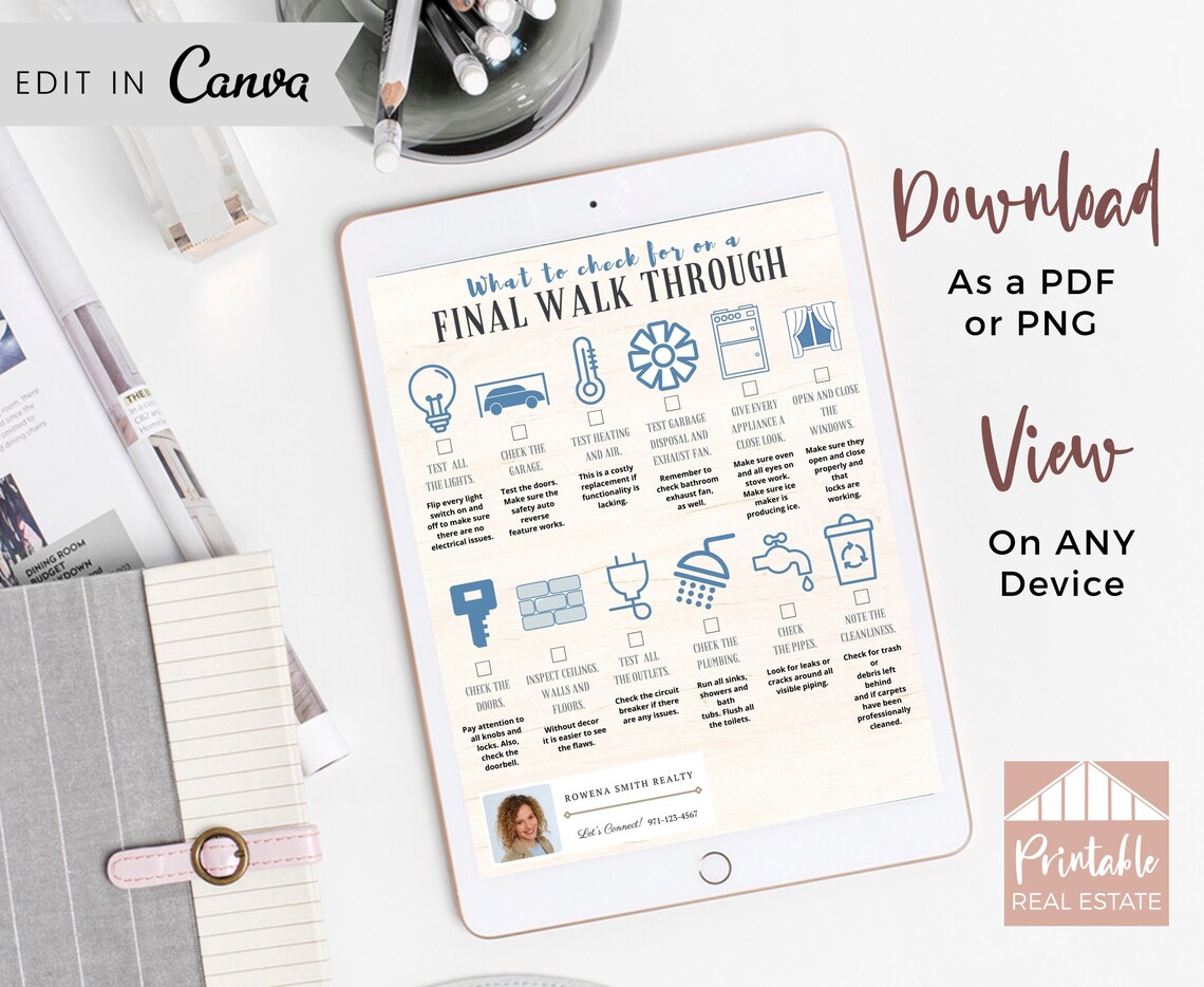 Buyer Final Walk Through Checklist, Real Estate Home Feature Checklist ...