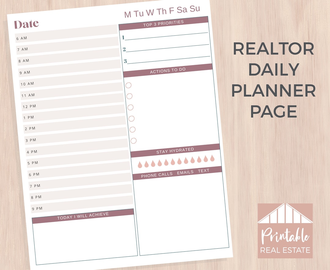 Real Estate Daily Planner, Realtor Planner Real Estate Planning, Real ...