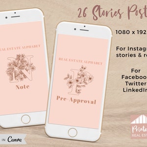Real Estate ABC, 26 Boho Alphabet Templates, Stories Facebook Instagram ...