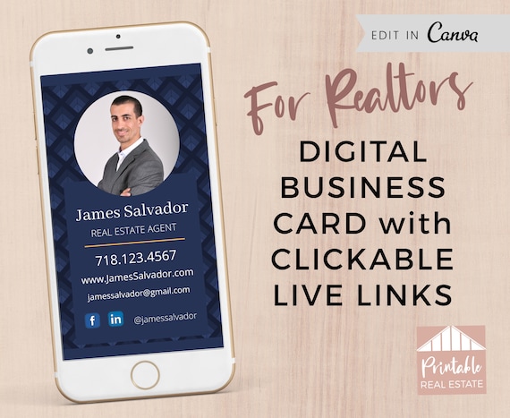 Man Business Card With Live CLICKABLE Links for Real Estate - Etsy