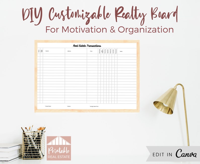 Editable Real Estate Transaction Board, Real Estate Custom Sales White ...