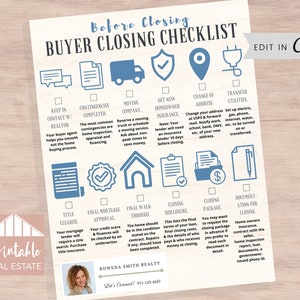 Real Estate Home Buyer Closing Checklist, Real Estate Buyer's ...