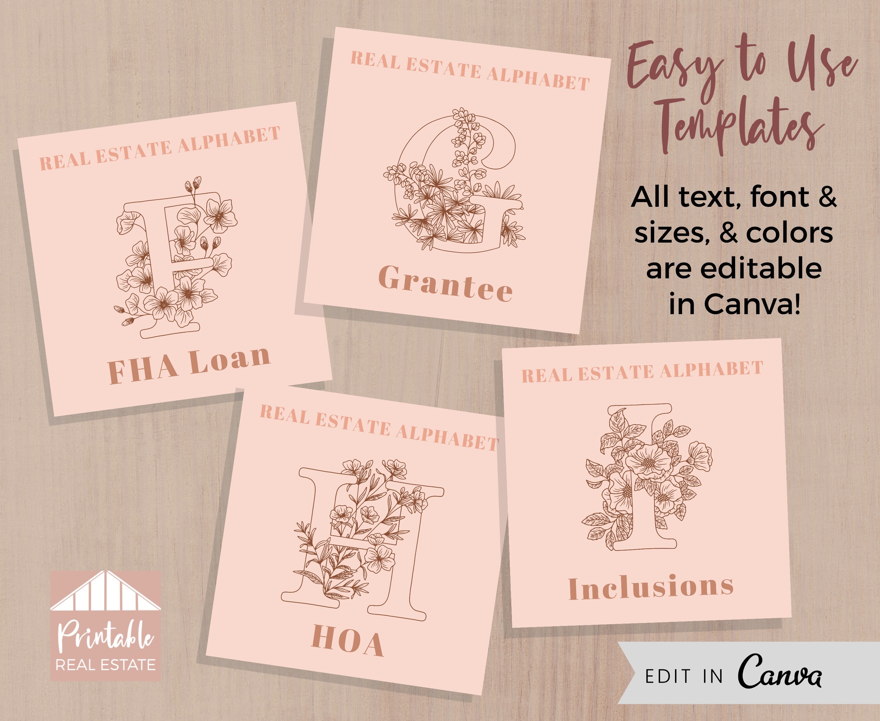 Real Estate ABC, 26 Boho Alphabet Templates, Stories Facebook Instagram ...