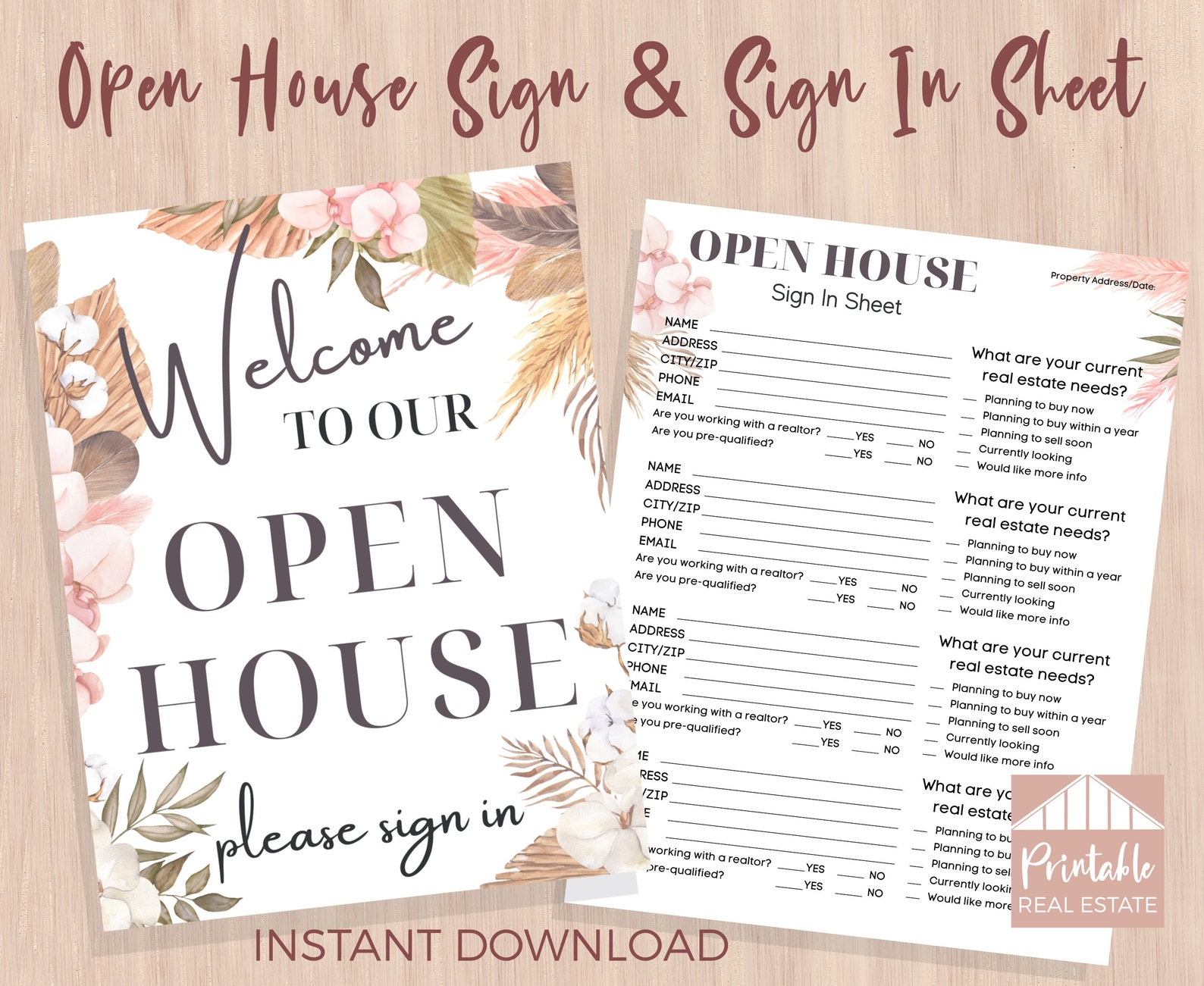 Open House Sign Printable & Open House Sign in Sheet Printable Set ...