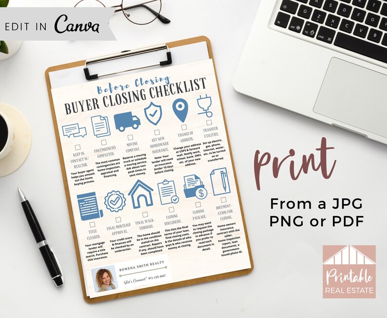 Real Estate Home Buyer Closing Checklist, Real Estate Buyer's ...