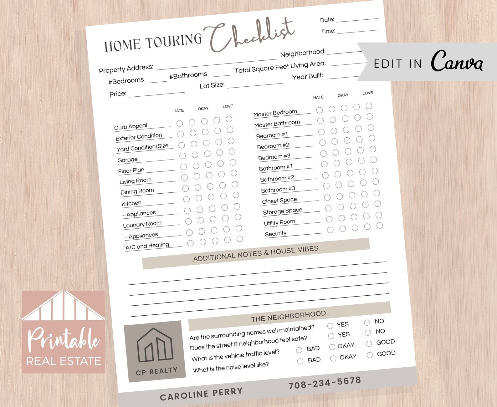 House Hunting Checklist, Real Estate Home Touring Checklist, Real ...