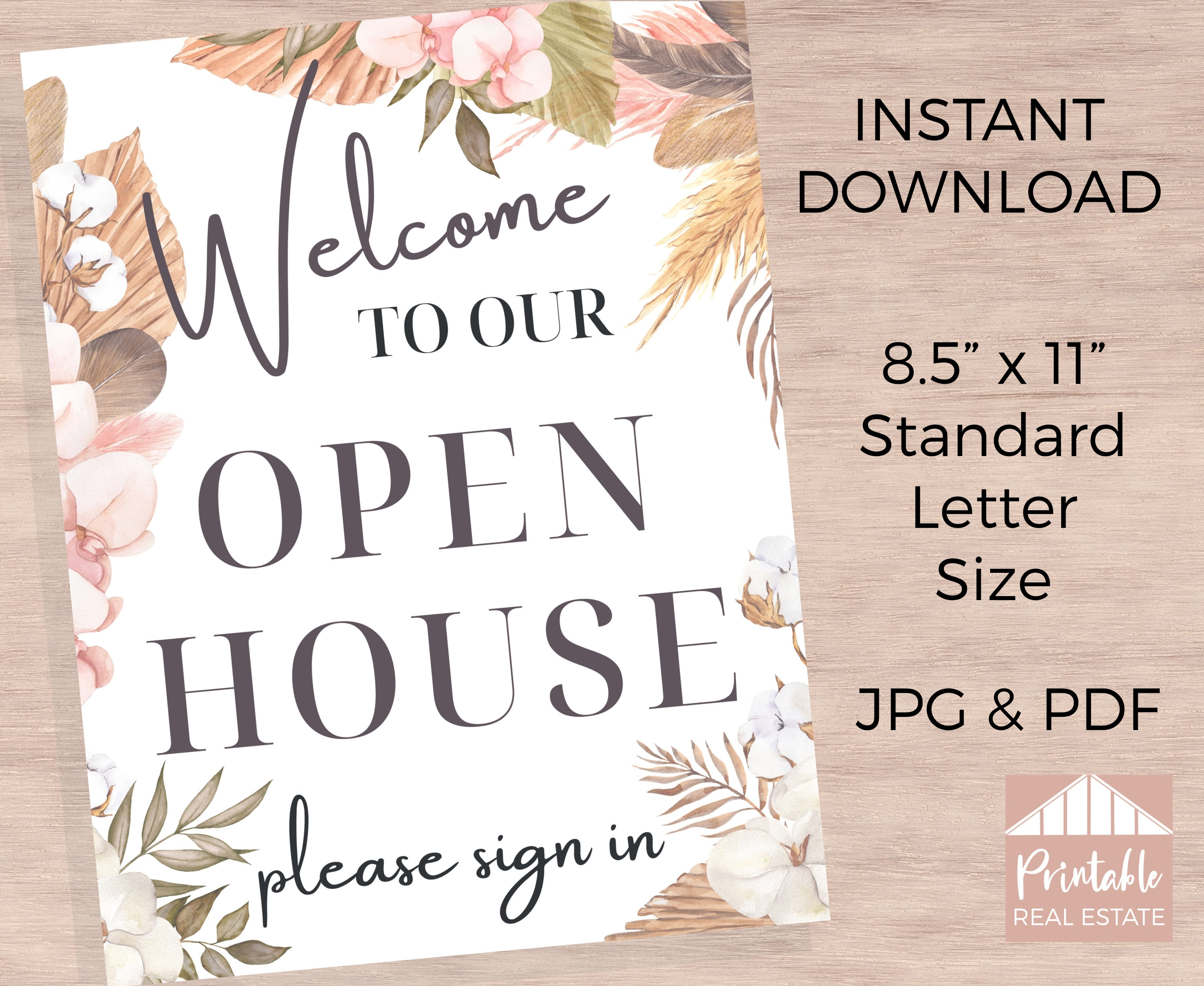 Open House Sign Printable & Open House Sign in Sheet Printable Set ...