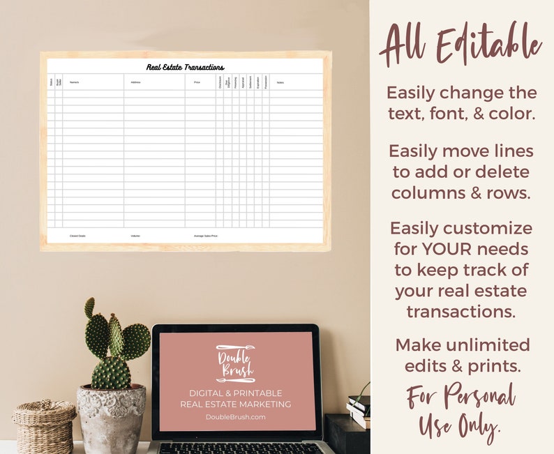 Editable Real Estate Transaction Board, Real Estate Custom Sales White ...