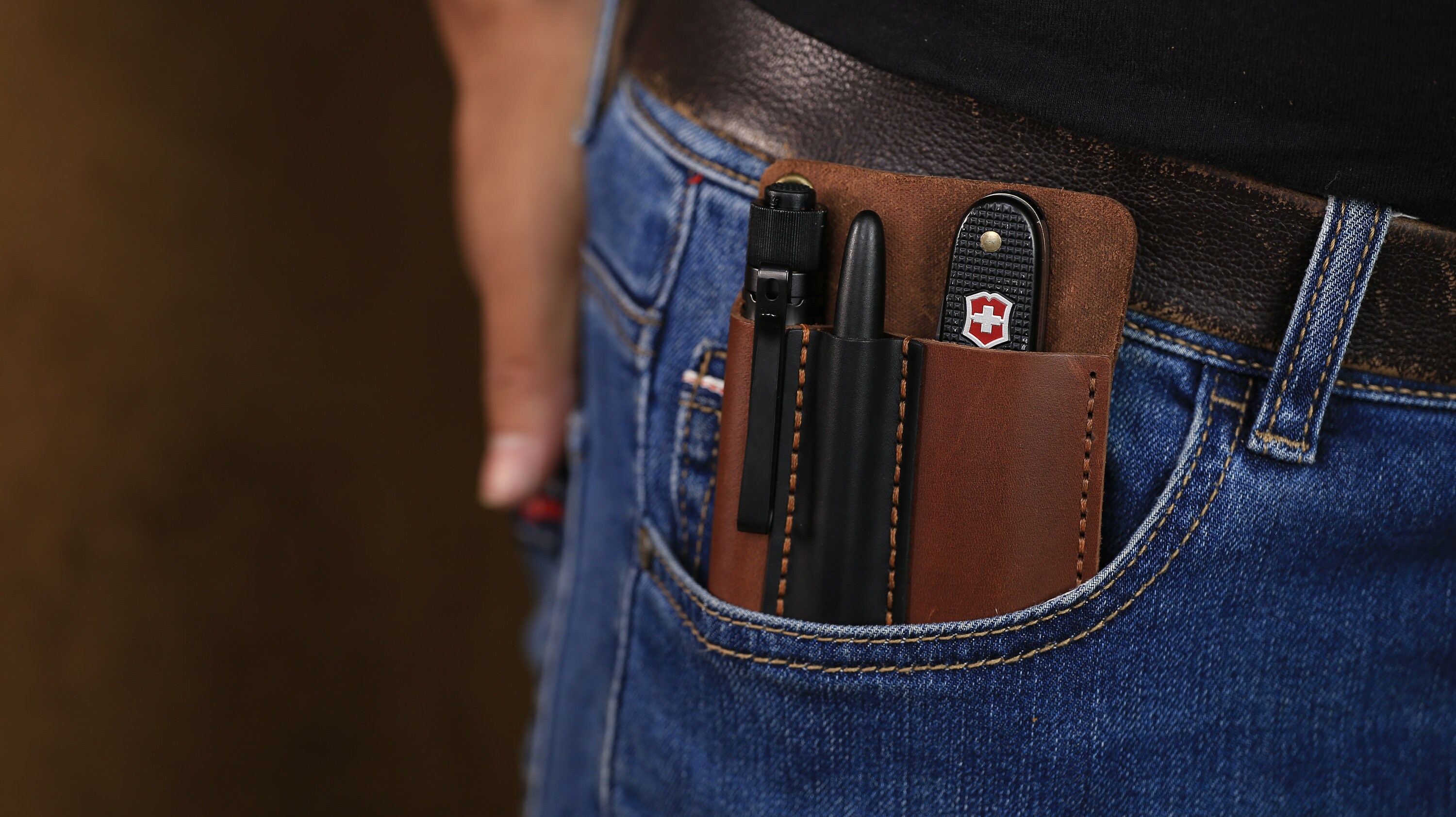 Pocket Organizer Leather Knife Sheath Handmade EDC Tool Pouch Multitool ...