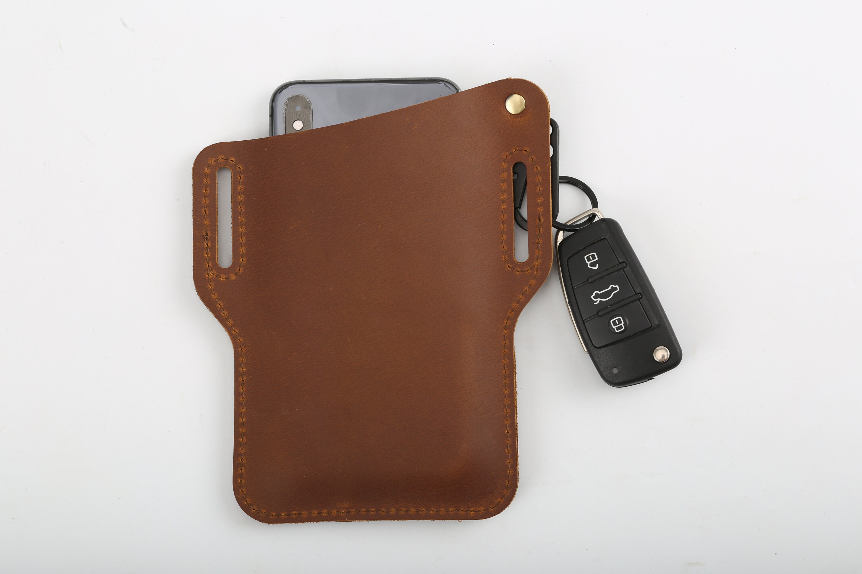Leather Cell Phone Case Holster EDC Protection Sheath With Key Holder ...