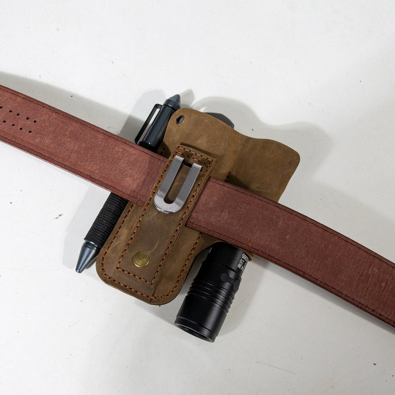 Edc Pocket Organizer Leather Sheath Folding Knife Tactical Pen ...