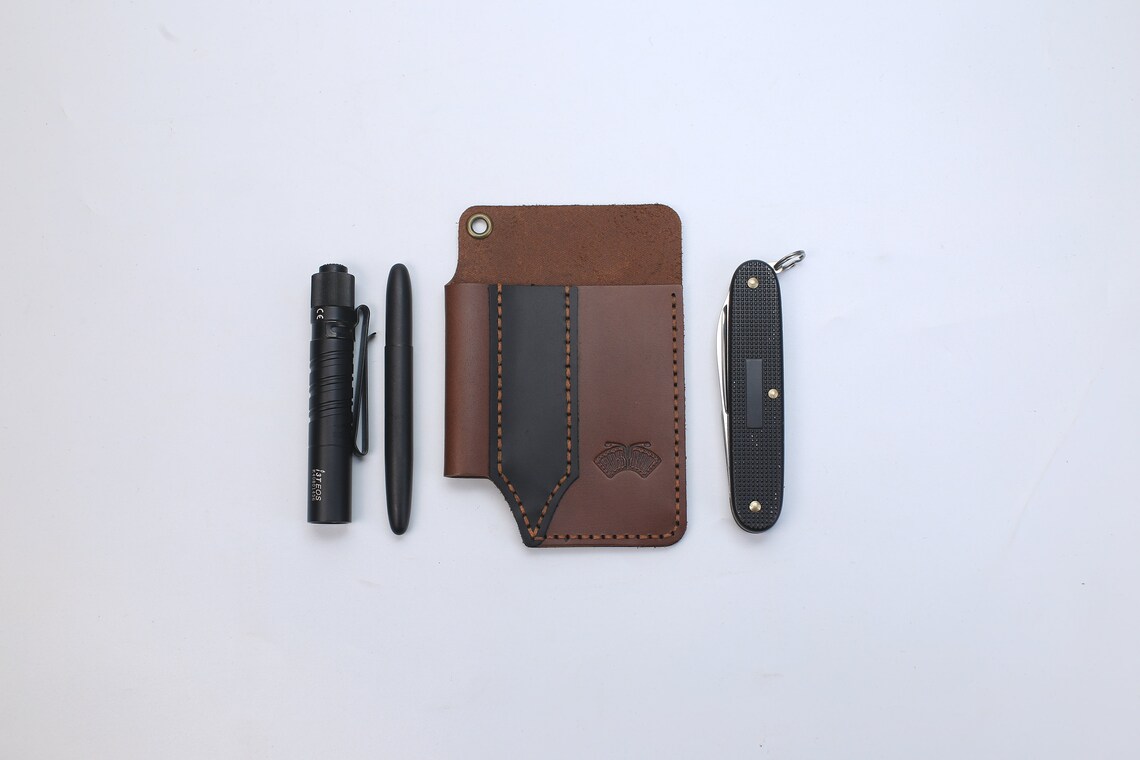 Pocket Organizer Leather Knife Sheath Handmade EDC Tool Pouch Multitool ...
