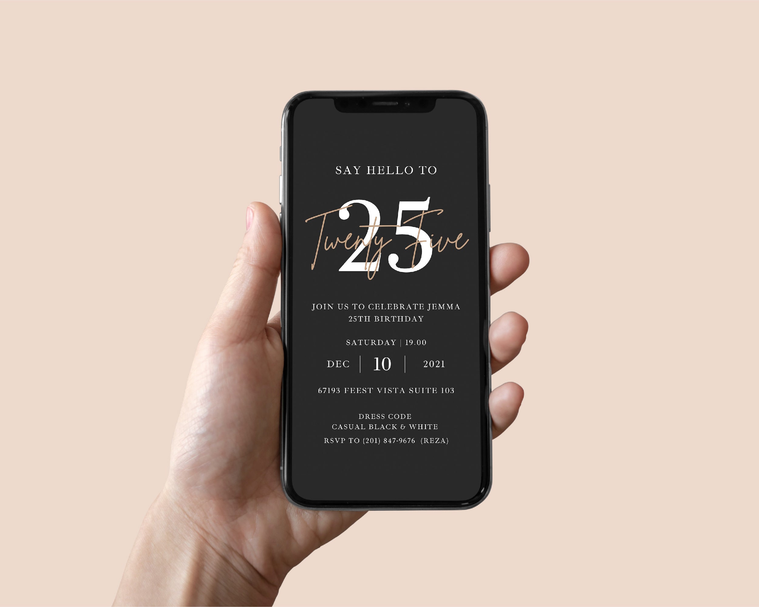 Electronic Birthday Invitation for Adult, Minimalist Formal Birthday ...