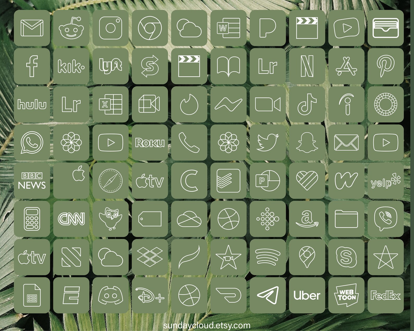 Green IOS 14 App Icon Pack, IOS 14 Icons, Natural App Icon, Aesthetic ...