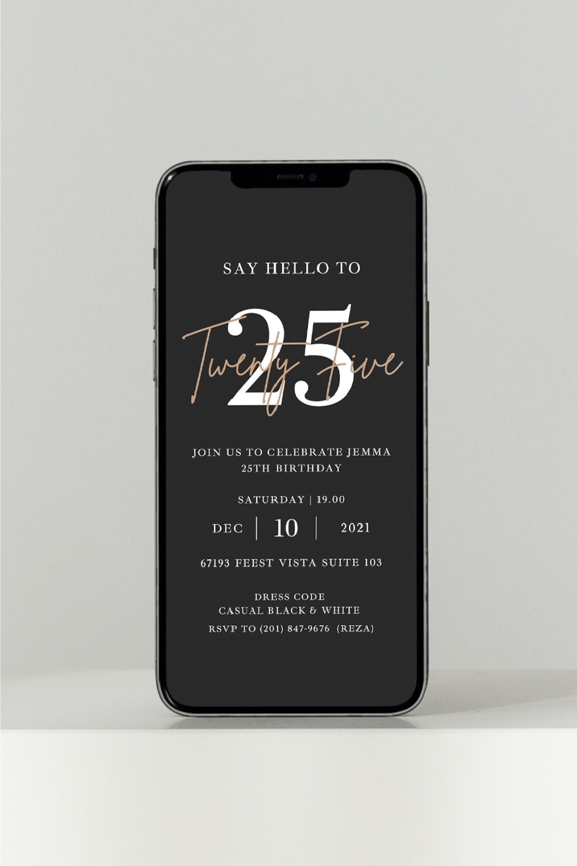 Electronic Birthday Invitation for Adult, Minimalist Formal Birthday ...