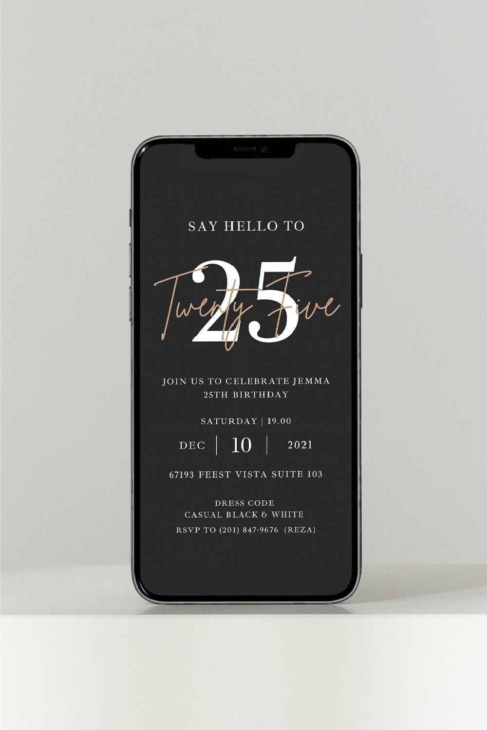 Electronic Birthday Invitation for Adult, Minimalist Formal Birthday ...