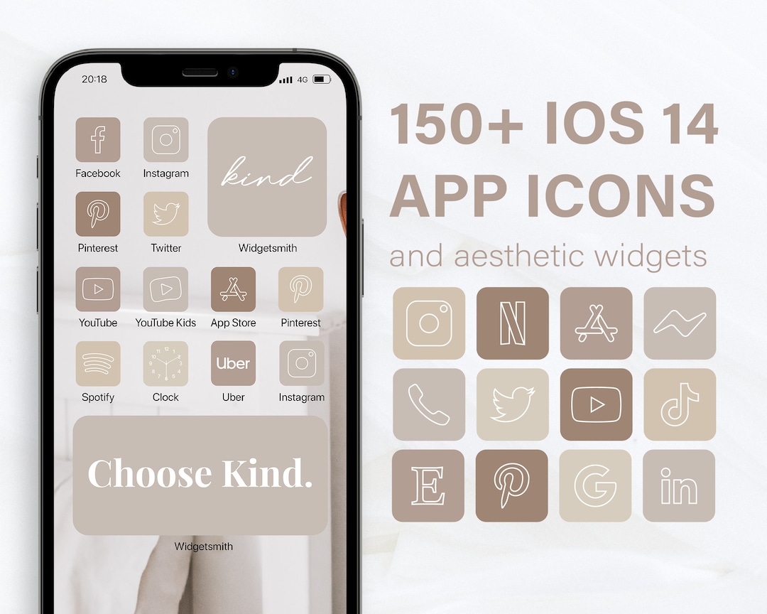 Natural Beige Ios 14 Icons, iPhone Custom Icons, Aesthetic Homescreen ...