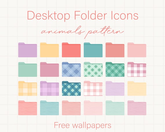 Plaid Pastel Desktop Folder Icons Summer Folder Icons - Etsy
