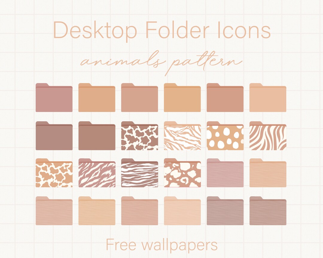 Animal Pattern Desktop Folder Icons, Natural Brown Desktop Folder Icon ...