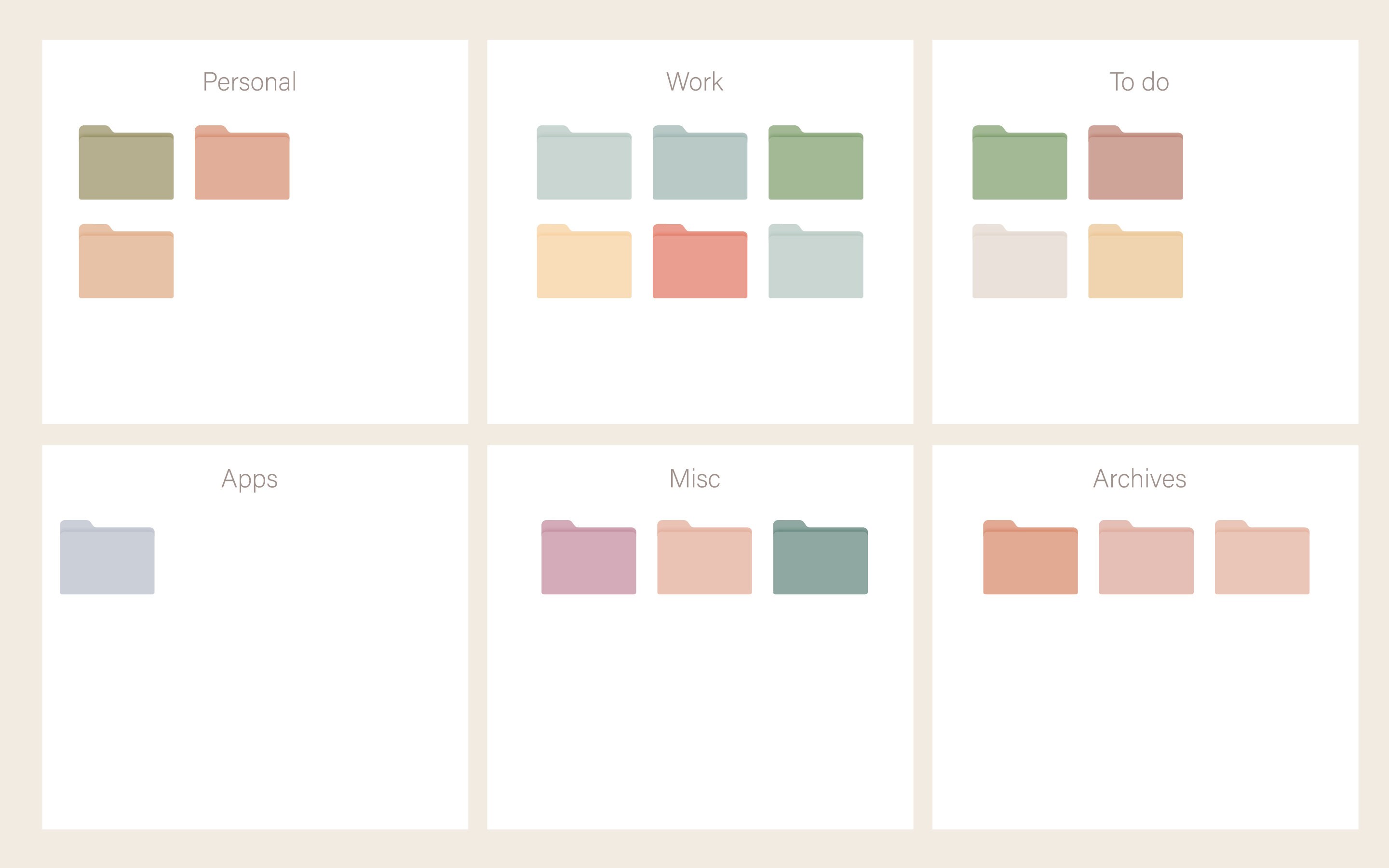 Soft Pastel Desktop Folder Icons, Desktop Icons for Mac and Windows ...