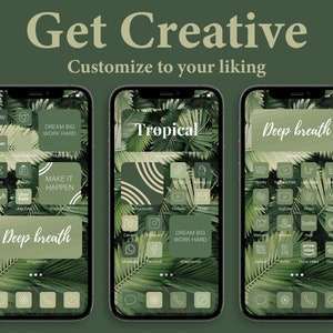 Green IOS 14 App Icon Pack, IOS 14 Icons, Natural App Icon, Aesthetic ...