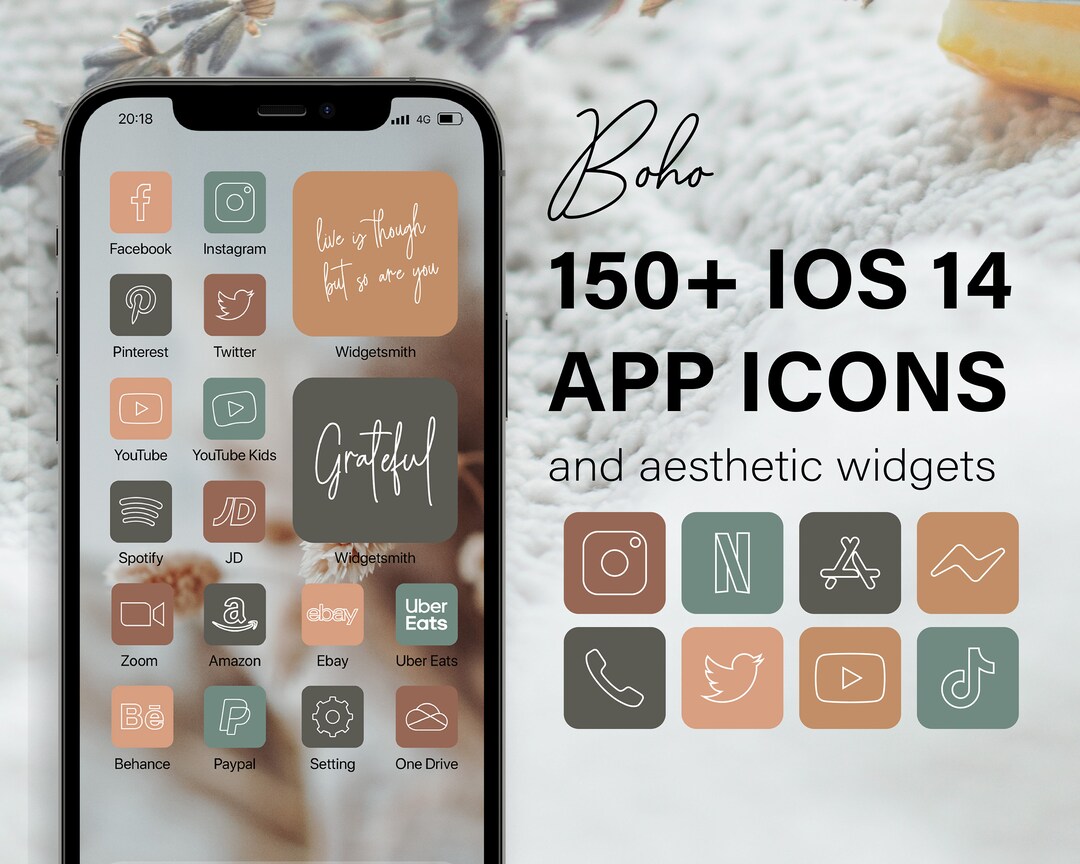 IOS 14 App Icon Boho Aesthetic, Boho Ios 14 App Icon, IOS 14 Aesthetic ...