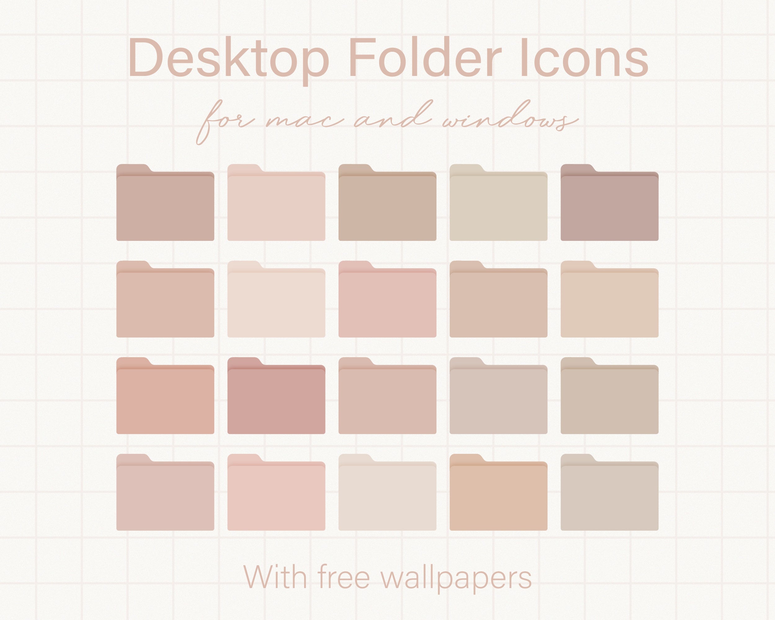 Natural Beige Desktop Folder Icon for Mac and Windows, Mac Desktop ...