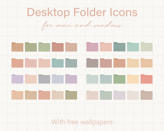 Soft Pastel Desktop Folder Icons Desktop Icons for Mac and - Etsy