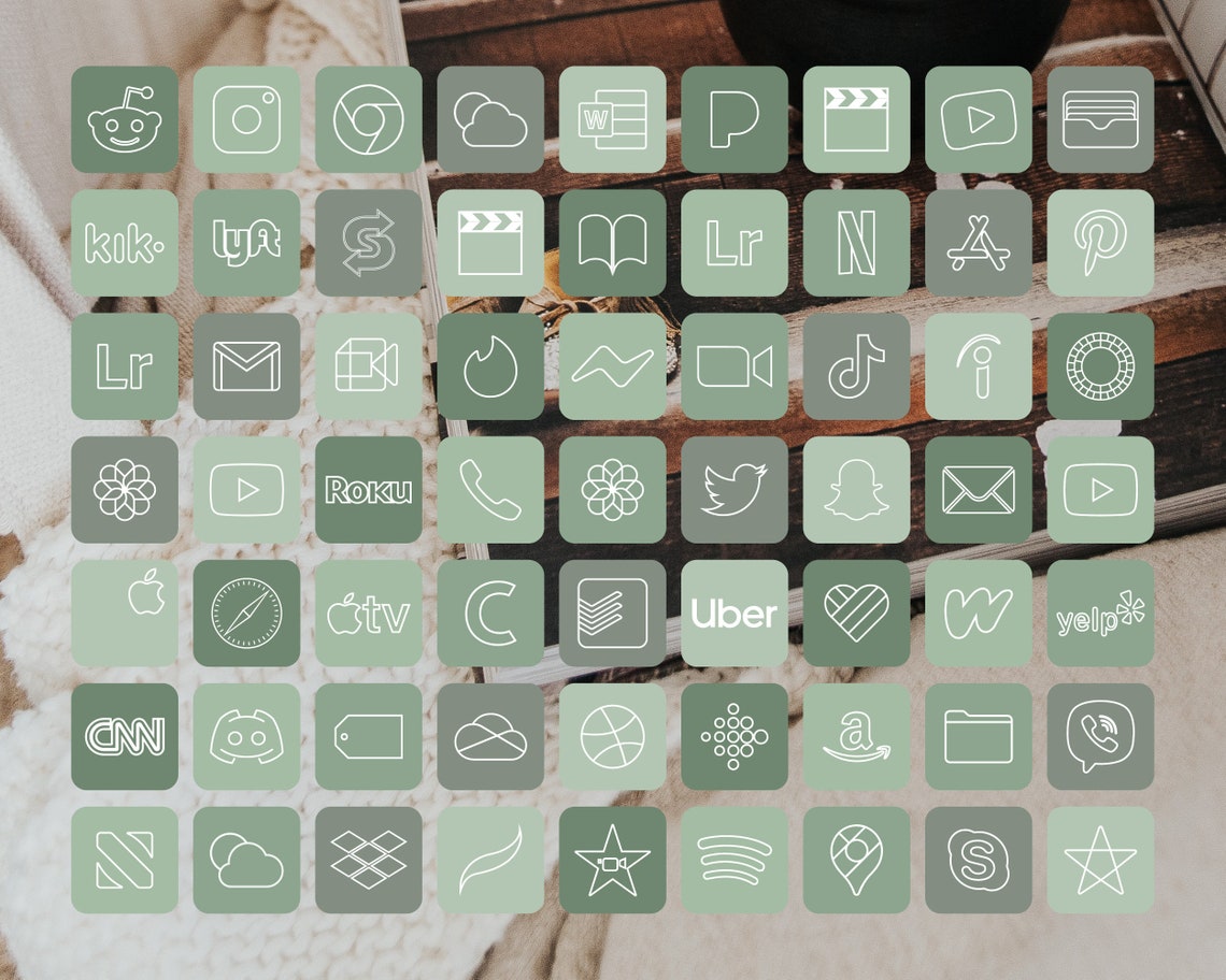 Muted Green IOS 14 Aesthetic App Icon IOS 14 App Cover Green Green ...
