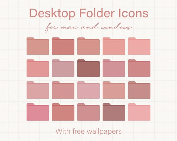 Pink Desktop Folder Icons Mac Folders Icon Desktop - Etsy