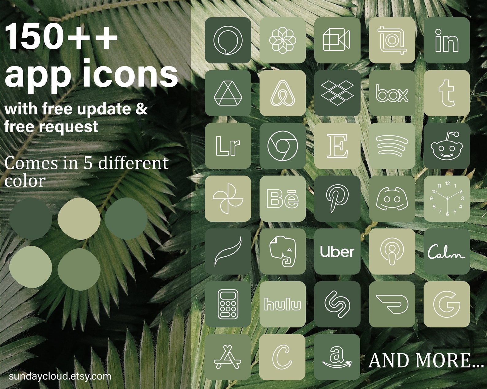 Green IOS 14 App Icon Pack, IOS 14 Icons, Natural App Icon, Aesthetic ...