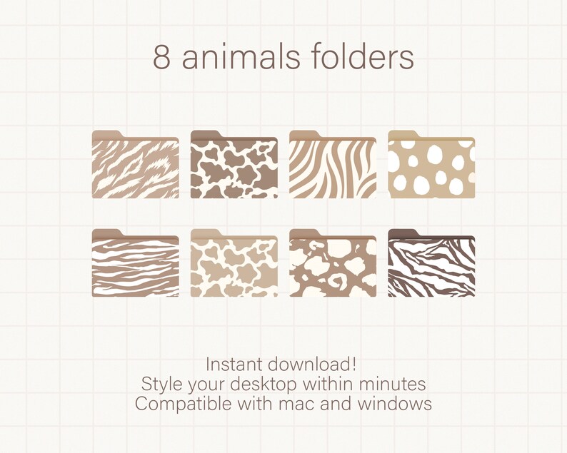 Animal Pattern Desktop Folder Icons, Natural Brown Desktop Folder Icon ...