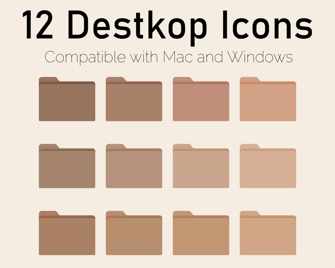 Brown Earth Tone Desktop Folder Icons, Mac & Windows Compatible, Mac ...