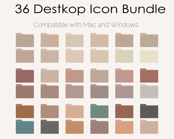 Desktop Folder Icon Bundle for Mac and Windows Aesthetic Mac | Etsy