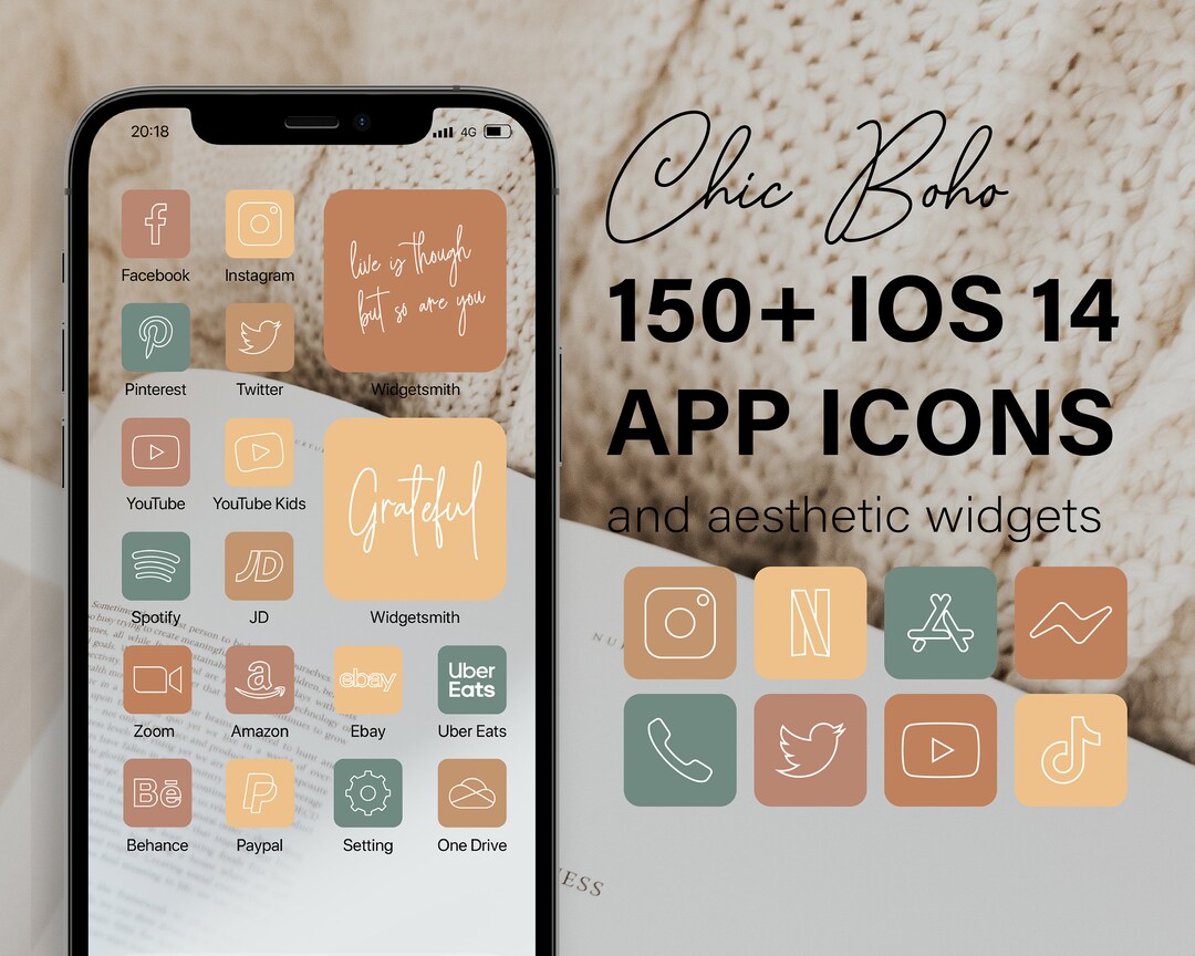 IOS 14 App Icon Boho Aesthetic, Boho Ios 14 App Icon, IOS 14 Aesthetic ...