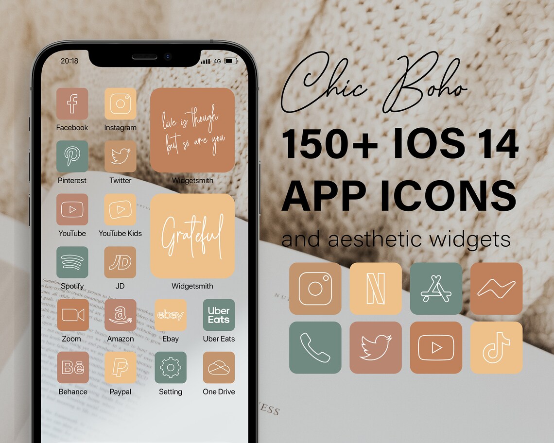 IOS 14 App Icon Boho Aesthetic, Boho Ios 14 App Icon, IOS 14 Aesthetic ...