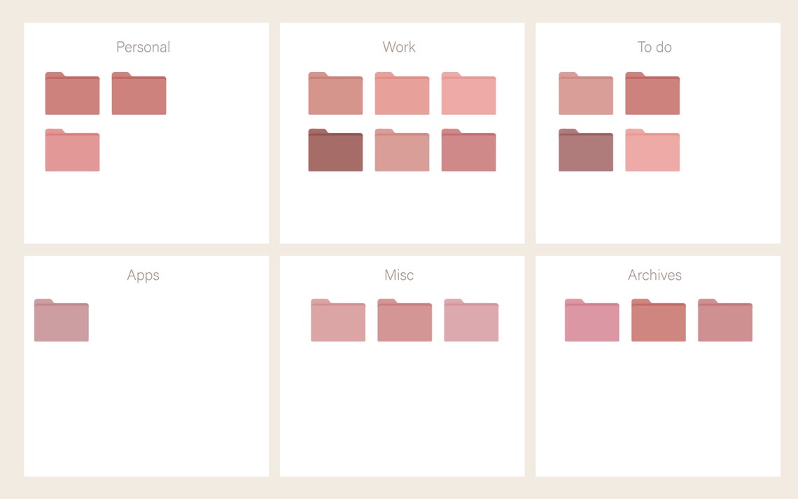 Pink Desktop Folder Icons, Mac Folders Icon, Desktop Organizer ...