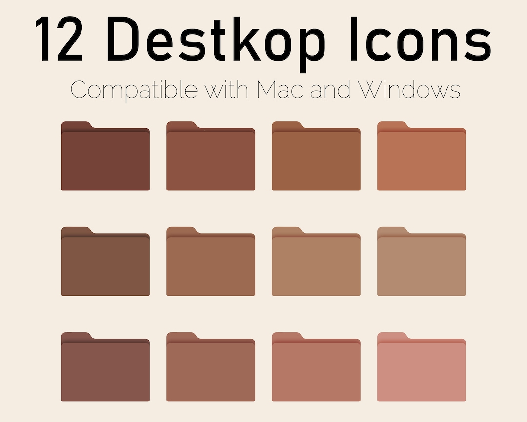 Brown Earth Tone Desktop Folder Icon for Mac and Windows, Mac Folder ...