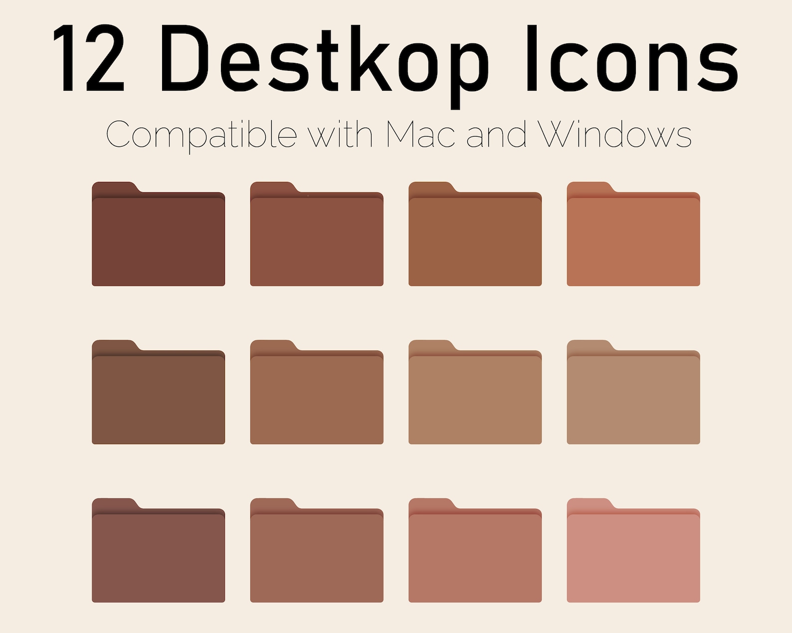 Brown Earth Tone Desktop Folder Icon for Mac and Windows, Mac Folder ...