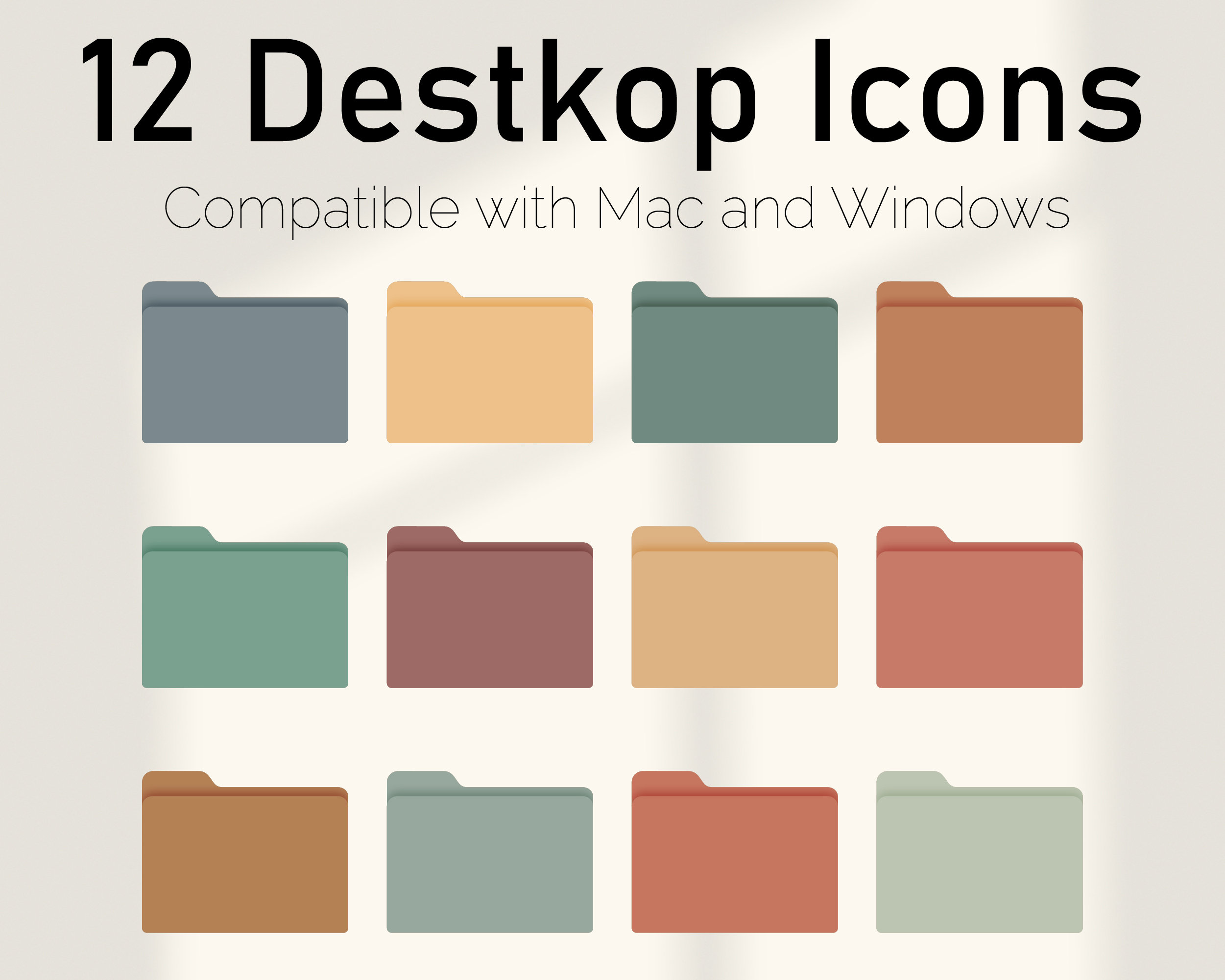 Boho Desktop Folder Icon for Mac and Windows, Mac Folder Icons, Custom ...