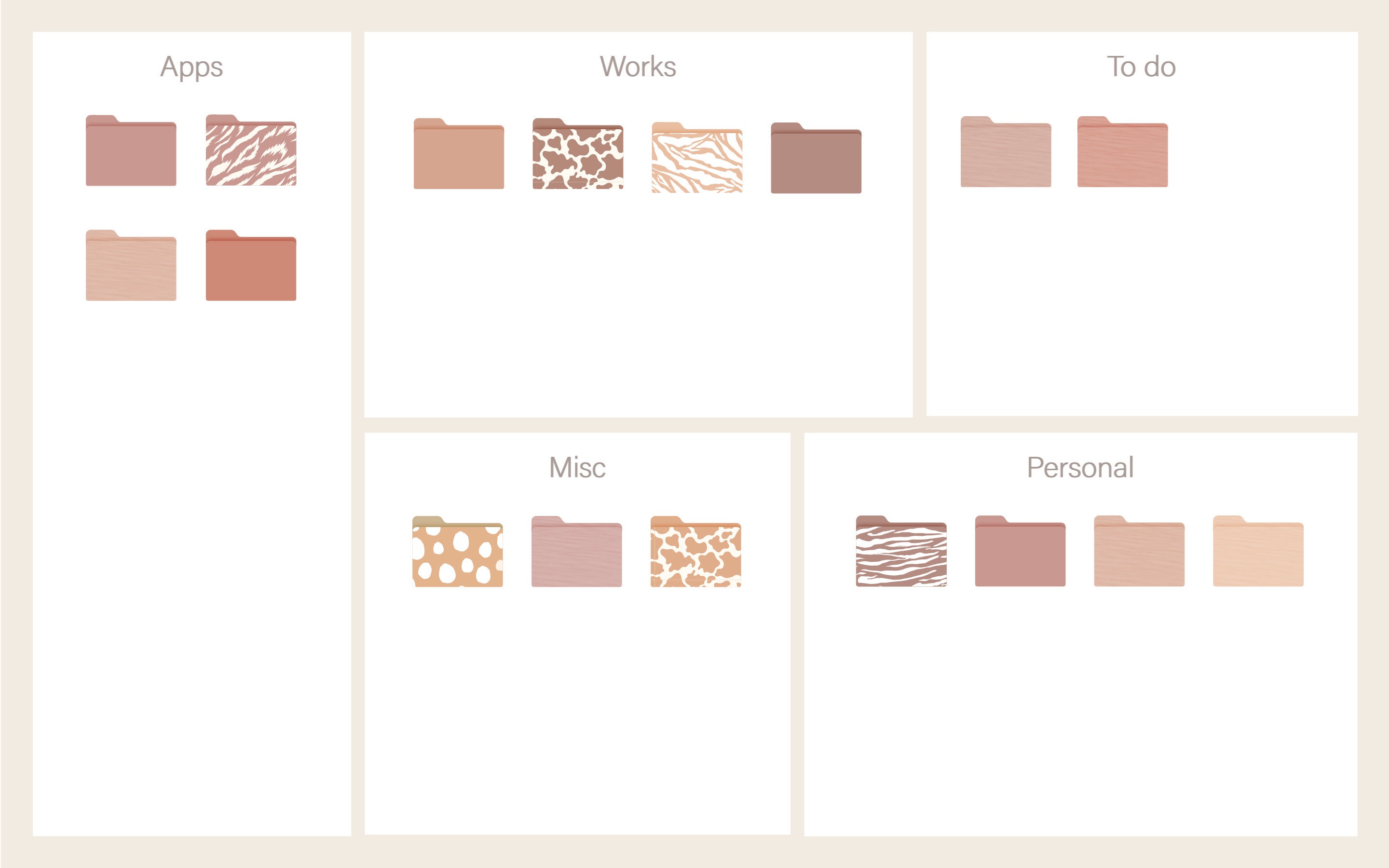Animal Pattern Desktop Folder Icons, Natural Brown Desktop Folder Icon ...