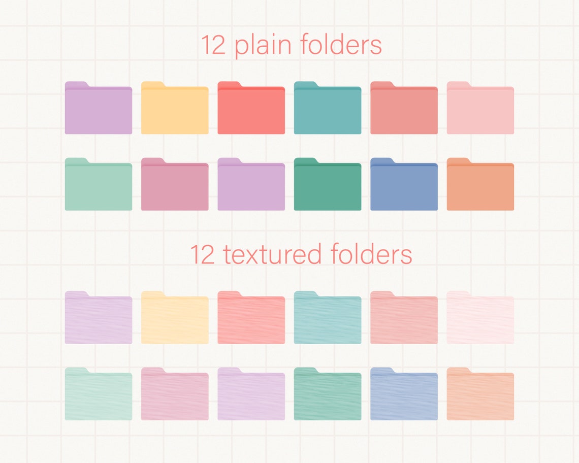 Plaid Pastel Desktop Folder Icons, Summer Folder Icons, Desktop ...