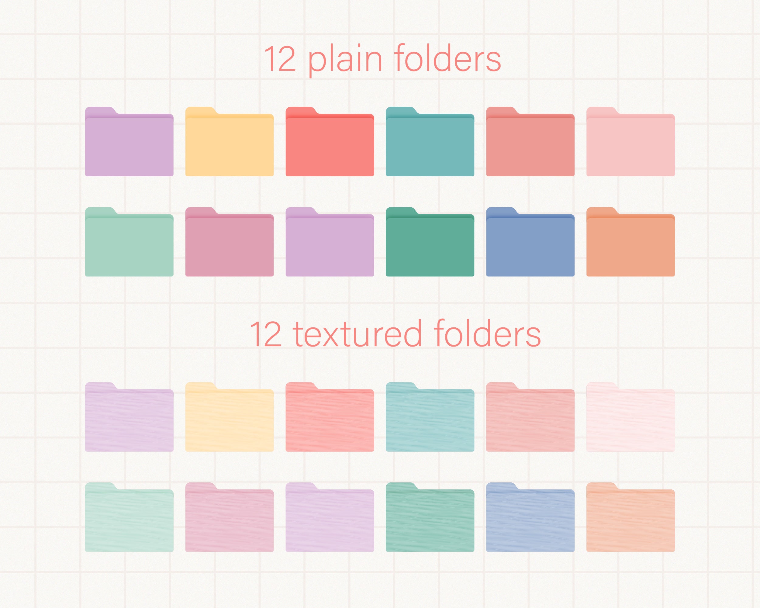 Plaid Pastel Desktop Folder Icons, Summer Folder Icons, Desktop ...