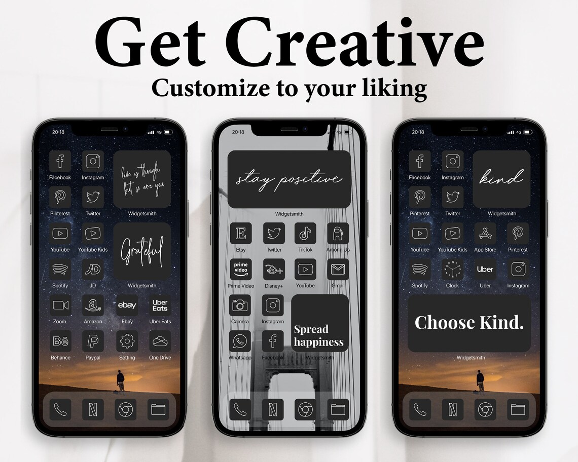 Dark Gray Ios 14 App Icons for Men | iPhone Icons Aesthetic | Ios 14 ...