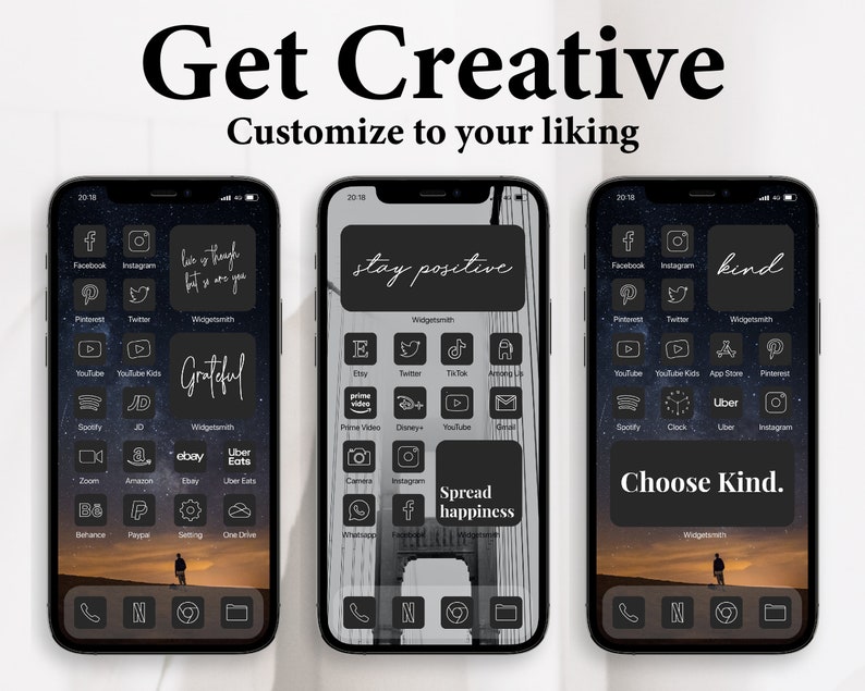 Dark Gray Ios 14 App Icons for Men | iPhone Icons Aesthetic | Ios 14 ...