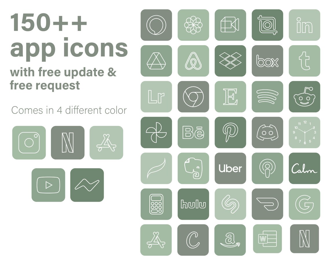 Muted Green IOS 14 Aesthetic App Icon IOS 14 App Cover Green Green ...