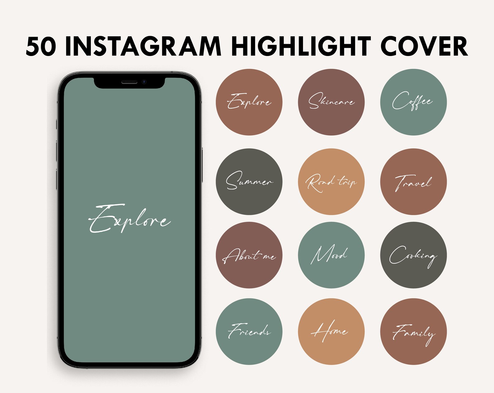 50 Boho Handwritten Instagram Highlight Cover, Handwritten Instagram ...