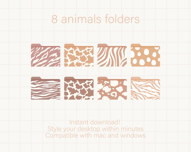 Animal Pattern Desktop Folder Icons, Natural Brown Desktop Folder Icon ...