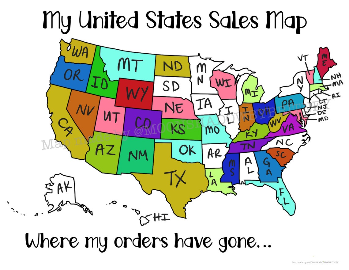 Sales Map Seller Map Sales Tracker Digital Download 4 Files | Etsy